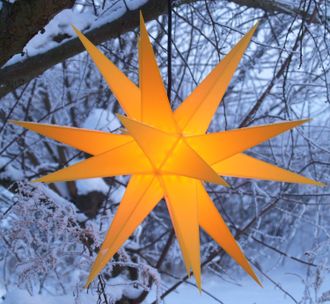 Guru Shop Melchior Outdoor II Gelb, Sehr Stabiler 3D Au&szlig;enstern &Oslash; 60 cm, mit 20 Spitzen, Inkl. 4 m Au&szlig;enkabel - Melchior Gelb