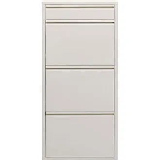 Kare Design Design Schuhschrank Caruso, Creme, Stahl, mit 4 Klappen, Schuhablage für 6 Paar Schuhe, schmal, platzsparend, hoch, Schuhregal, Eingangsbereich, 115x5