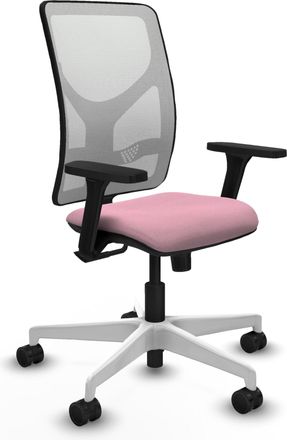 Piqueras y Crespo Schreibtischstuhl, wei&szlig; und rosa, mit 3D-Armlehnen, h&ouml;henverstellbare Lendenwirbelst&uuml;tze, ausgestattet mit 3 Positionen und Schneideschaum, Wei&szlig;/Rosa