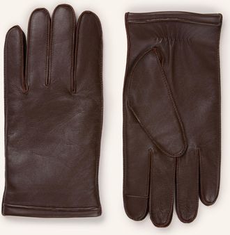 HUGO BOSS Lederhandschuhe Kranton Me Mit Touchscreen-Funktion braun