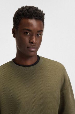 HUGO BOSS T-Shirt Nuwaffle Rundhalsausschnitt, Regular Fit, dezentes Waffelmuster