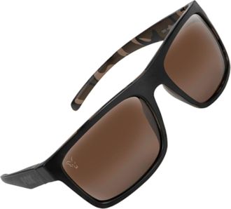 Fox Avius Black/Camo Brown Lense - Polarisationsbrille, Brille zum Karpfenangeln, Angebrille