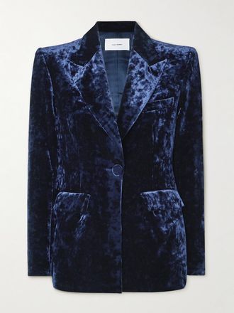 Alex Perry Blazer Aus Samt In Knitteroptik - Blau