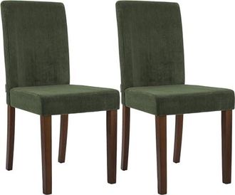 Clp Lot de 2 chaises de Salle &agrave; Manger Ina rembourr&eacute;es avec accoudoirs, Chaise de Cuisine en Velours c&ocirc;tel&eacute;, Structure Solide en Bois, Couleur:Vert, Coule