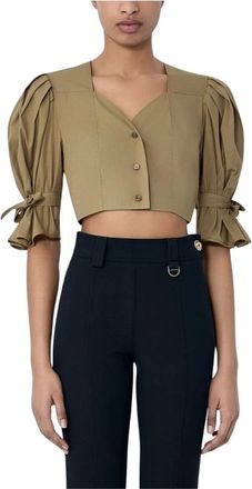 Chlo&eacute; Femme, Blouses et Chemises, Brun, Taille: 36 FR Blouse Courte Structur&eacute;e