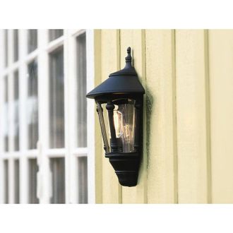 Konstsmide Außenwandleuchte virgo Laterne Halbschale Aluminium Schwarz, Höhe 44cm