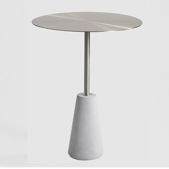 Generic Stehtisch, runder Cocktailtisch aus Edelstahl mit vergr&ouml;&szlig;ertem Zementsockel f&uuml;r Wohnzimmer, Terrasse, Bistro, Caf&eacute; oder Restaurant