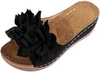 Generic Pantoufles compens&eacute;es d&eacute;contract&eacute;es &agrave; bout ouvert pour femme - &Eacute;l&eacute;gantes, confortables, respirantes, polyvalentes, larges, &agrave; enfiler - Pour la plage e