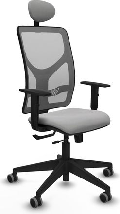 Piqueras y Crespo Schreibtischstuhl, Grau, Rollen, mit 1D-Armlehnen, h&ouml;henverstellbare Lendenwirbelst&uuml;tze und festes Kopfteil, ausgestattet mit Syncro/Traslack und Schn