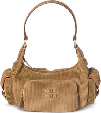 Miu Miu Schultertasche aus Cord - Braun
