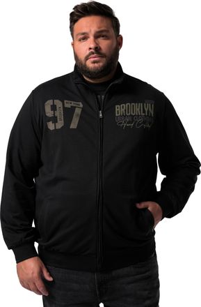 Men Plus Herren gro&szlig;e Gr&ouml;&szlig;en &Uuml;bergr&ouml;&szlig;en Menswear L-8XL Men+ Sweatjacke, Stehkragen, Brustprint, bis 8 XL schwarz XXL 836041130-XXL
