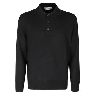Paolo Pecora Polo en Maille M&eacute;rinos Double Jersey - Homme - Pulls - Noir - Taille: S