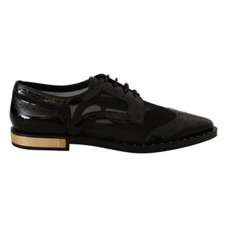Dolce & Gabbana Schwarze Leder Sheer Wingtip Schuhe - - Shoes - Damen - Schwarzk - 35 EU