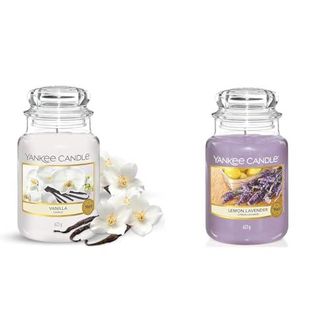 Yankee Candle Company große Duftkerze im Glas, Vanilla, Brenndauer bis zu 150 Stunden & Duftkerze im großen Jar, Lemon Lavender, Brenndauer bis zu 150 Stunden