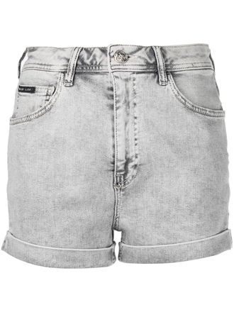 Philipp Plein short court en jean - Gris