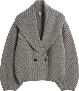 Toteme Femme, Pulls, Gris, Taille: 40 FR Cardigan &agrave; col ch&acirc;le