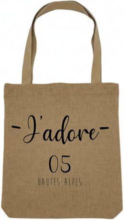 Fabulous Sac Shopping Tote Bag Aspect Lin - JAdore 05 Hautes Alpes Departement France Region - Sac de Courses Toile Epaisse 360g Beige Naturel Cabas Port&eacute; Epau