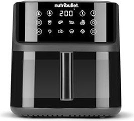 NutriBullet Crisplite Vision NBA0811DG, Airfryer, Friteuse à Air Chaud 8L, Température Numérique 80-200°, sans PFAS, 8 Préréglages Automatiques, Tactile, Panier L
