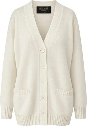 Gran Sasso Cardigan mit &uuml;berschnittener Schulter und 4 Kn&ouml;pfen - - Knitwear - Damen - Wei&szlig; - 4XL