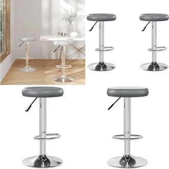vidaXL Barhocker 2 Stk. Grau Kunstleder - Barhocker Set - K&uuml;chenhocker - Drehbares Hocker - Gaslift H&ouml;henverstellbar - Kunstledersitzfl&auml;che - Home & Living