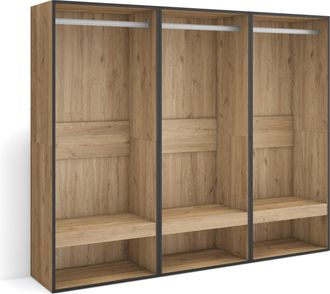 Skraut Home | Offener Kleiderschrank | Kleidung, Schuhe | 180x145x35 cm | F&uuml;r Schlafzimmer, Zimmer | Garderobenschrank | Moderner Stil | Eiche