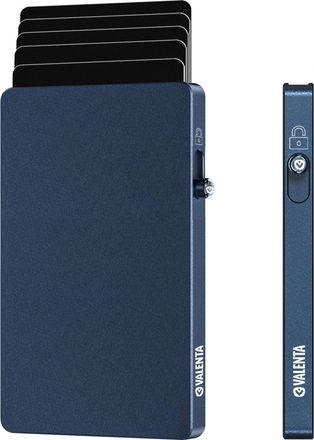 Valenta Aluminium Kartenetui für MagSafe mit Auswerfer für iPhone, Titanium Blue, bis zu 7 Karten, minimalistisches Design, ultradünner Kartenhalter, RFID-Sch