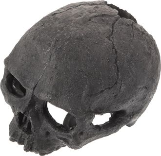 DOITOOL Aquarium Skull Dekoration Fisch Tank Versteck aus Robustem Harz Halloween Deko Schädel Höhle für Fische und Garnelen Schwarz Vielseitig für Aquarium u