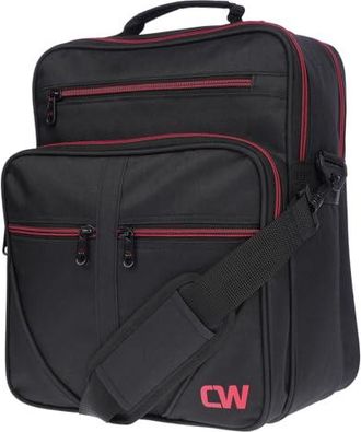 Christian Wippermann Grand sac à bandoulière pour homme en format portrait noir rouge, Noir, L