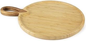 Excelsa Eco Living Schneidebrett/Tablett, rund, Bambus und Akazie, Durchmesser 30 cm