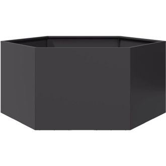 vidaXL Jardini&egrave;re noir hexagone 104x90x45 cm acier