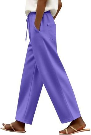 Generico Femmes Pantalon de surv&ecirc;tement Taille Haute Pantalon Long Jambe Large Athl&eacute;tique Pantalon Avec Poches &Eacute;l&eacute;gant Sport Confortable Pantalon D&eacute;contract&eacute; P