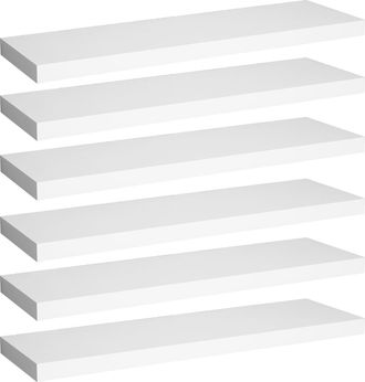 Woltu Wandregal Wei&szlig; 6er Set Schweberegal, 100x23x3,8cm, Regal freischwebend, Galeriedisplay, Wanddeko f&uuml;r Wohnzimmer Schlafzimmer K&uuml;che, MDF, verdeckte Auf