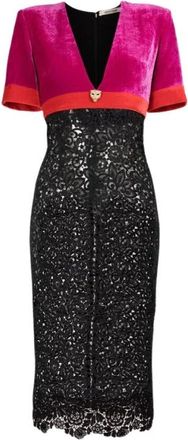 Roberto Cavalli Samt Spitzenkleid mit Pantherkopf - - Dresses - Damen - Lila - S