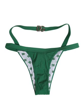 Dolce & Gabbana Womens Green Logo Plaque Nylon Brief Panty Underwear Elastane Clothing