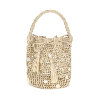 Alanui Femme, Sacs, Beige, Taille: ONE Size Sac Seau Pr&eacute;cieux Moments en Raphia