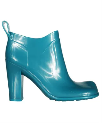 Bottega Veneta Womens Shine Rubber Block-Heel Boots Turquoise