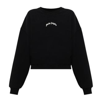 Palm Angels Baumwoll Oversize Sweatshirt Mit Print-Logo - - Sweatshirts & Hoodies - Damen - Schwarzk - XS