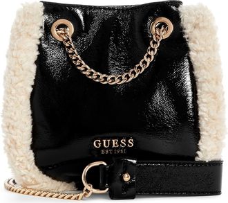 Guess Damen Davika Convertible Klappe, Crossbody-Tasche, Schwarz