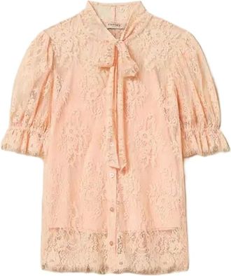 Twinset Femme, Blouses et Chemises, Rose, Taille: 40 FR Chemise en dentelle avec