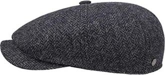Lierys Casquette Carlsen Wool Herringbone Homme - Made in The EU Laine Gavroche avec Visiere, Doublure Hiver Automne-Hiver - 58 cm Anthracite