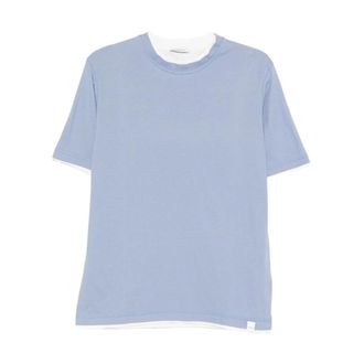 Paolo Pecora T-Shirt mit Kontrastbesatz - - Tops - Herren - Blau - M