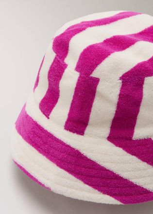 Mango Bob en coton bouclette &agrave; rayures fuchsia - Femme - Taille unique - MANGO