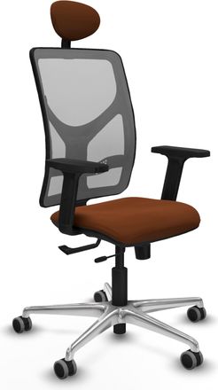 Piqueras y Crespo B&uuml;rostuhl mit 2D-Armen, h&ouml;henverstellbare Lendenwirbelst&uuml;tze und festes Kopfteil, ausgestattet mit Syncro/Traslack und Schneideschaum, Grau/Braun