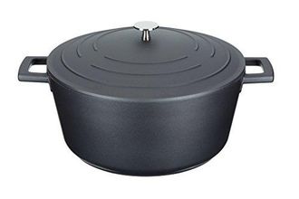MasterClass MasterClass Casserole avec couvercle, grand modèle 5L/28 cm, en fonte daluminium légère, compatible avec la plaque à induction et le four, noir