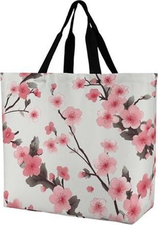 Generic Fleurs De Cerisier Sac A Main Femme Imperm&eacute;able Sacs De Courses L&eacute;ger Sac Cabas Pour Voyage Travail Gym