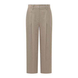 Brunello Cucinelli Femme, Pantalons, Beige, Taille: 42 FR Pantalon en lin