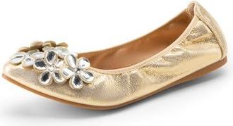 Dream Pairs Ballerines plates &agrave; bout pointu avec strass scintillants et pliables - Confortables pour femme - Pour mariage, f&ecirc;te, travail, conduite, dor&eacute;, 41 EU