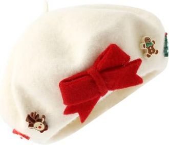 Generic Chapeau de No&euml;l | Bandeau r&eacute;tro tendance avec noeud - B&eacute;ret de No&euml;l pour femme, pour f&ecirc;te dhiver, vacances, Thanksgiving, Nouvel An, cosplay, &eacute;v&eacute;nemen