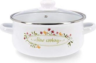 Quid Memory Kochtopf aus emailliertem Stahl, 22 cm, 620 cl, Karbonstahl, geeignet f&uuml;r Glaskeramik, elektrisch, antihaftbeschichtet