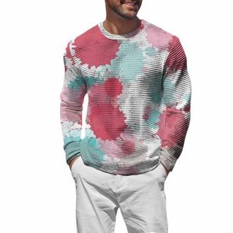 Generic Chemise gaufr&eacute;e &agrave; manches longues pour homme - T-shirt long - Couleur d&eacute;grad&eacute;e - Col rond - Respirant - D&eacute;contract&eacute; - Pour un usage quotidien - Pour l